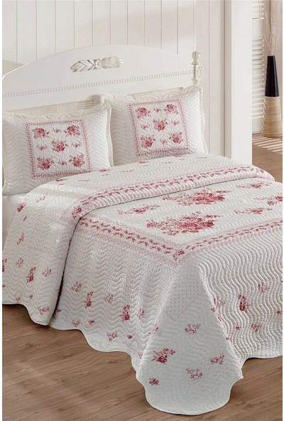 Örtüm Örtüm Flower Çift Kişilik Kapitone Yatak Örtüsü Takımı - Pembe Örtüm Örtüm Flower Çift Kişilik Kapitone Yatak Örtüsü Takımı - Pembe