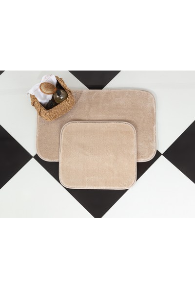 Madame Coco Carol 2'Li Banyo Paspası - Vizon - 50x80 + 45x50 Cm