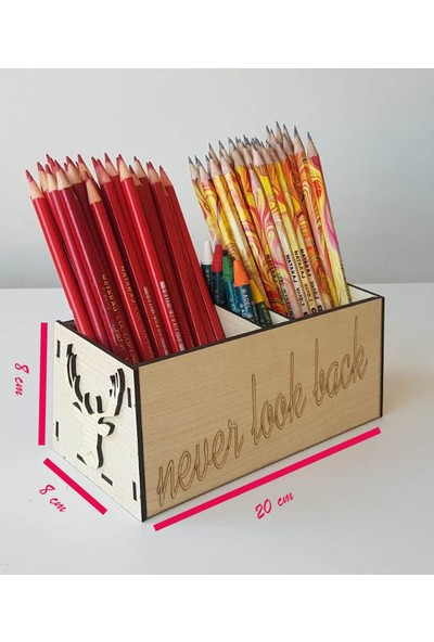 Ahşap Pusula Masaüstü Kalemlik Organizer 3 Bölmeli