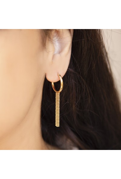 Myra Gold Sallantı Detayli Halka Altın Küpe Myra Gold Sallantı Detayli Halka Altın Küpe