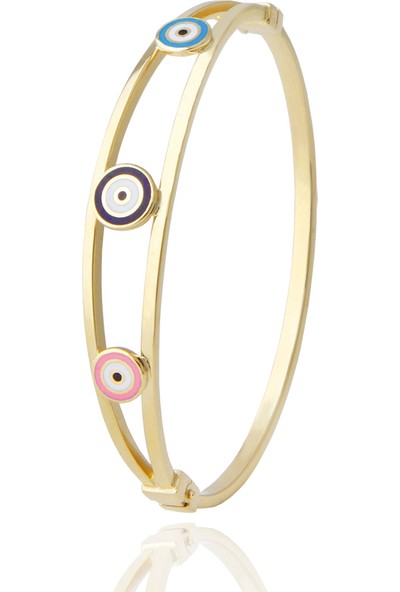 Myra Gold Renkli Nazar Boncuklu Çocuk Altın Bilezik