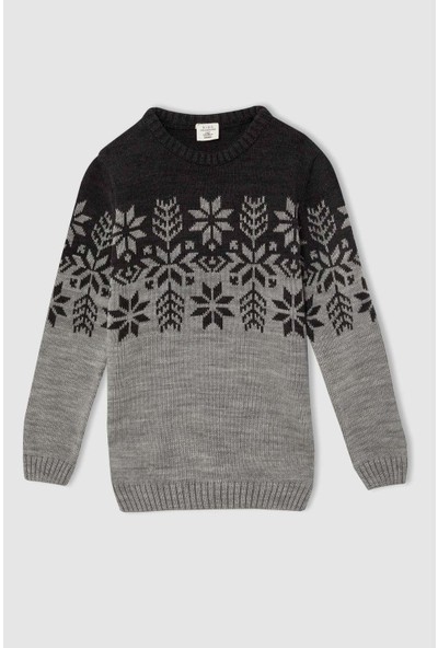 DeFacto Erkek Çocuk Regular Fit Yılbaşı Temalı Kar Figürlü Triko Kazak S2757A621WN DeFacto Erkek Çocuk Regular Fit Yılbaşı Temalı Kar Figürlü Triko Kazak S2757A621WN