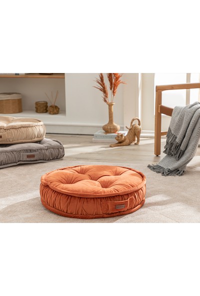 English Home Malta Round Kadife Dekoratif Minder 60 cm Kiremit English Home Malta Round Kadife Dekoratif Minder 60 cm Kiremit