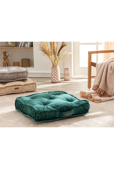 English Home Malta Square Kadife Dekoratif Minder 60X60X14 cm Petrol Yeşili English Home Malta Square Kadife Dekoratif Minder 60X60X14 cm Petrol Yeşili