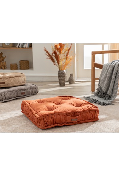 English Home Malta Square Kadife Dekoratif Minder 60X60X14 cm Kiremit English Home Malta Square Kadife Dekoratif Minder 60X60X14 cm Kiremit