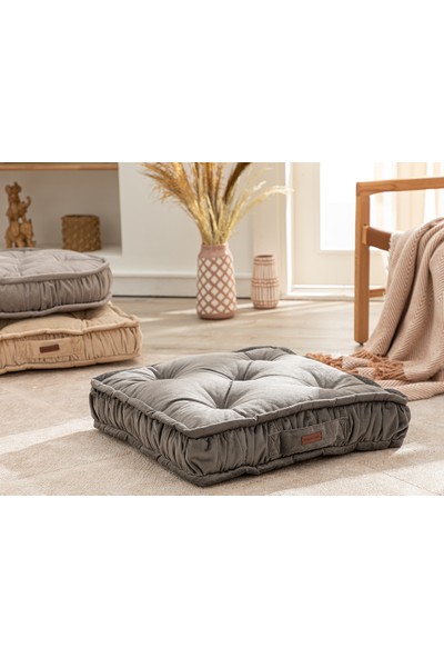 English Home Malta Square Kadife Dekoratif Minder 60X60X14 cm Antrasit English Home Malta Square Kadife Dekoratif Minder 60X60X14 cm Antrasit