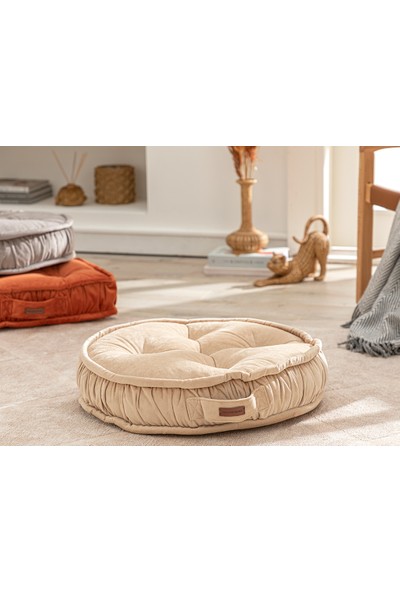 English Home Malta Round Kadife Dekoratif Minder 60 cm Açık Kahve English Home Malta Round Kadife Dekoratif Minder 60 cm Açık Kahve