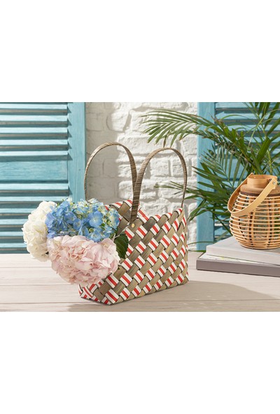 English Home Royal Stripe Sepet 33X14X22CM Gri - Kırmızı