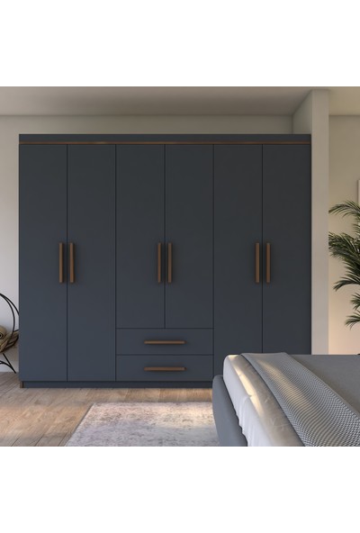 Metalia Lavinya Lüx 6 Kapı 2 Çekmeceli Gardrop