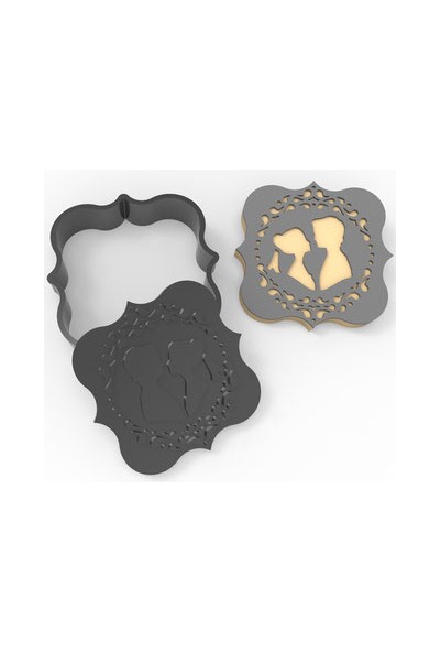 Pasta Works Sevgili Motifli Kurabiye Damga & Kesici Set - Kurabiye Kalıbı