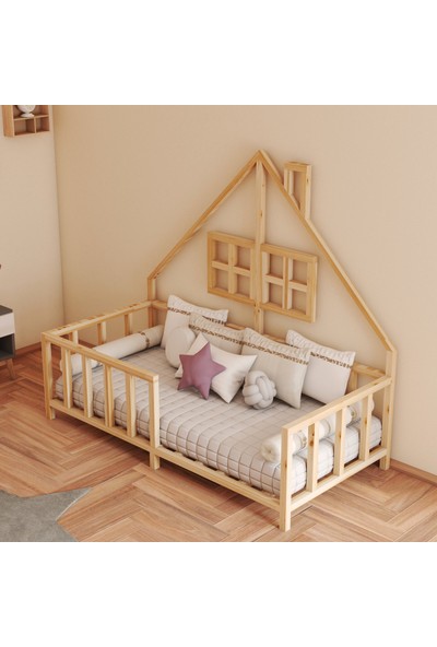 Zerka Concept Tia Doğal Ahşap Çatılı Montessori Çocuk Yatak Karyola Beşik Ithal Çam 90*190 Zerka Concept Tia Doğal Ahşap Çatılı Montessori Çocuk Yatak Karyola Beşik Ithal Çam 90*190