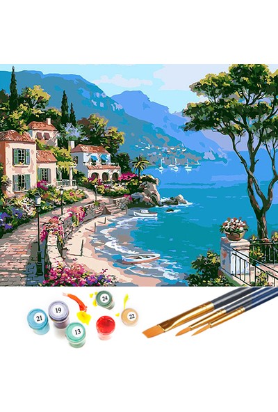 Tabdiko Sayılarla Boyama Hobi Seti Sahil Kasabası 40 x 50 cm Tabdiko Sayılarla Boyama Hobi Seti Sahil Kasabası 40 x 50 cm