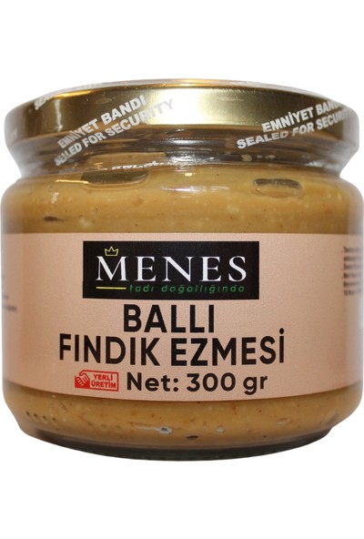 Menes Ballı Fındık Ezmesi Doğal Katkısız 300 gr Menes Ballı Fındık Ezmesi Doğal Katkısız 300 gr