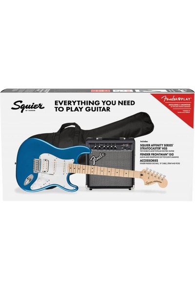 Squier Affinity Stratocaster HSS Akçaağaç Klavye Lake Placid Blue Gig Bag Frontman 15G Elektro Gitar Seti Squier Affinity Stratocaster HSS Akçaağaç Klavye Lake Placid Blue Gig Bag Frontman 15G Elektro Gitar Seti