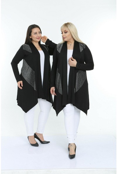 XL Modam Kadın Büyük Beden Likralı Sim Detaylı Hırka