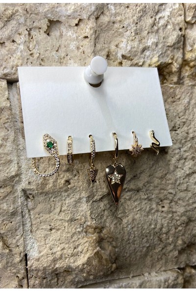 Moon Accessory 6'lı Set Altın Kaplama Küpe