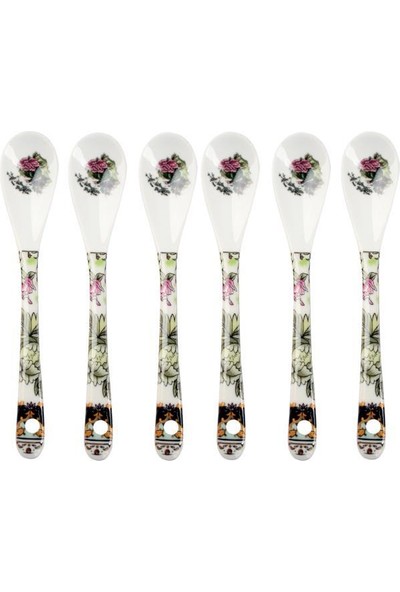 Kosova Yeşil Çiçek Desen Porselen 6'lı Çay Kaşık 12CM Kosova Yeşil Çiçek Desen Porselen 6'lı Çay Kaşık 12CM