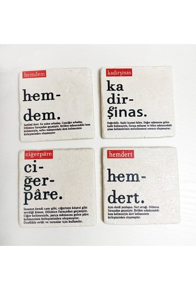 Hediye Bazarı 4 Adet Doğal Taş Bardak Altlığı Hediye Bazarı 4 Adet Doğal Taş Bardak Altlığı