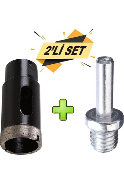 Badem10 Gfb Elmaslı Fayans Granit Mermer Delici Panç Uç M14 (20 Mm) + Matkap Aparatı (2'li Set) Badem10 Gfb Elmaslı Fayans Granit Mermer Delici Panç Uç M14 (20 Mm) + Matkap Aparatı (2'li Set)