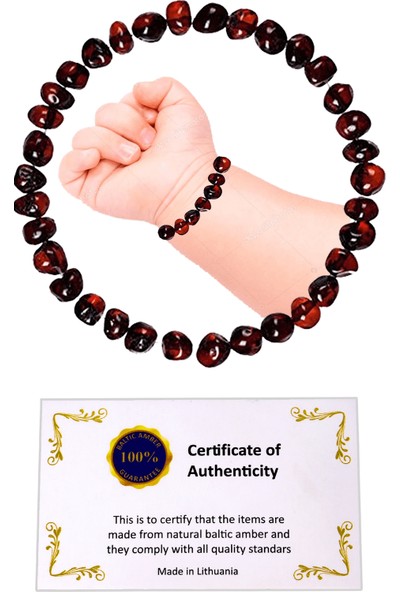 Tesbih Atölyesi Sertifikalı Koyu Vişne Renk Baltık Doğal Damla Kehribar Bebek Bileklik Tesbih Atölyesi Sertifikalı Koyu Vişne Renk Baltık Doğal Damla Kehribar Bebek Bileklik