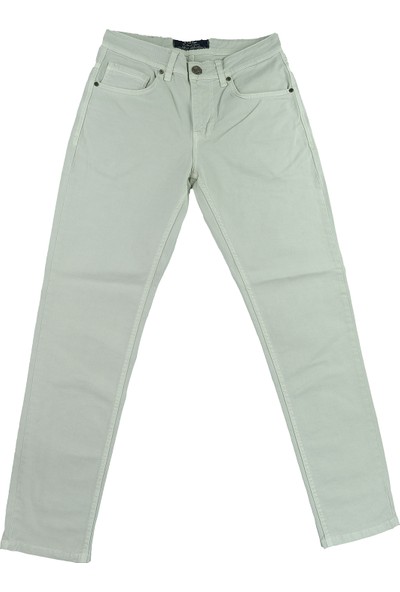 İmza Beyaz Düz Desen Slim Fit Pantolon