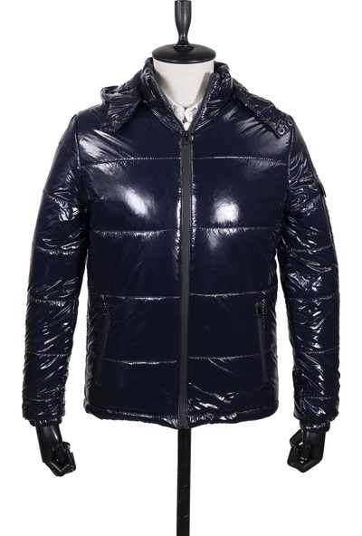 İmza Lacivert Düz Desen Slim Fit Mont