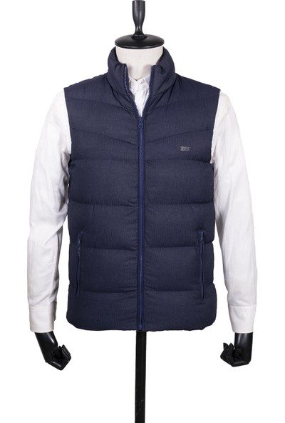 İmza Lacivert Düz Desen Slim Fit Yelek