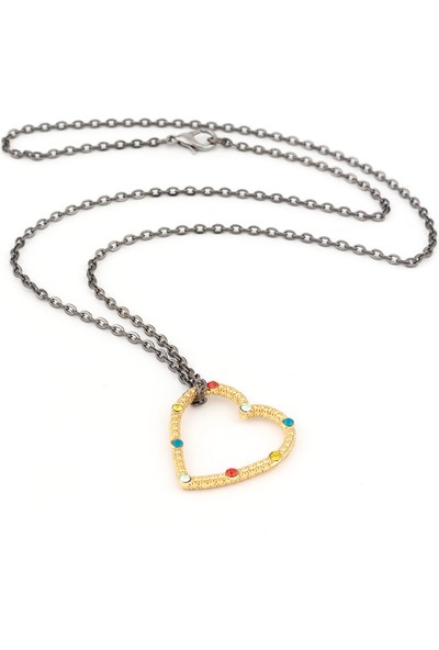 Uslada Bijoux House Kristal Taşlı Kalp Kolye