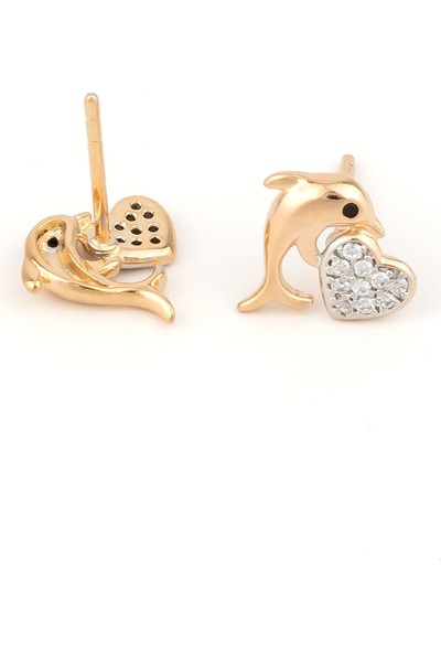 Uslada Bijoux House Zirkon Kalp-Yunus Küpe