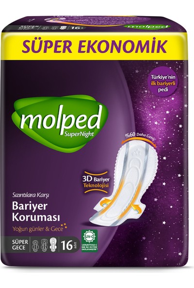Molped Supernight Süper Ekonomik Süper Gece 16'lı Molped Supernight Süper Ekonomik Süper Gece 16'lı