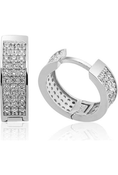 Ozcmax Gümüş Sıra Taşlı Halka Küpe Ozcmax Gümüş Sıra Taşlı Halka Küpe