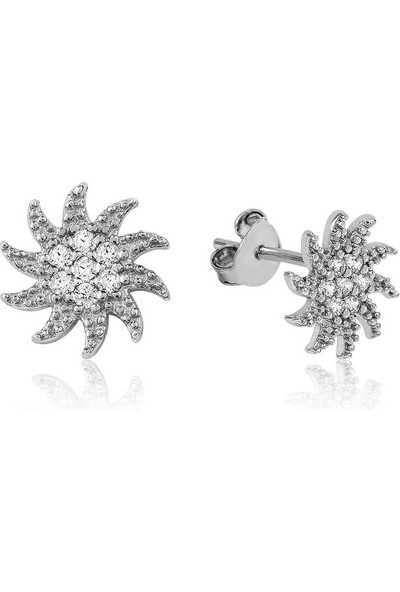 Ozcmax Gümüş Beyaz Taşlı Güneş Çivili Küpe Ozcmax Gümüş Beyaz Taşlı Güneş Çivili Küpe