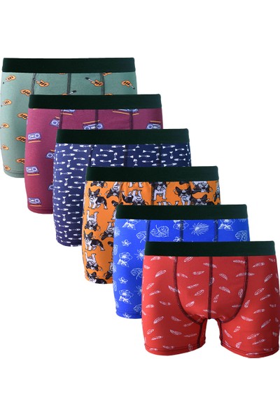 John Lion Erkek 6'lı Renkli Desenli Pamuklu Premium Boxer Paket John Lion Erkek 6'lı Renkli Desenli Pamuklu Premium Boxer Paket