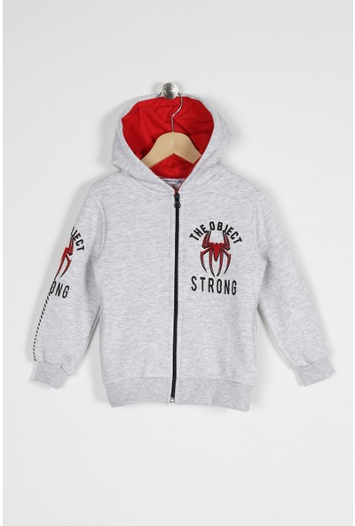 Zepkids Erkek Çocuk Örümcek Baskı Fermuarlı Sweatshirt 3-7 Yaş