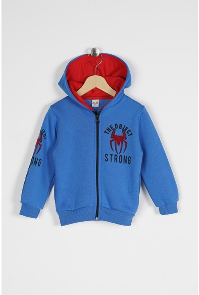 Zepkids Erkek Çocuk Örümcek Baskı Fermuarlı Sweatshirt 3-7 Yaş