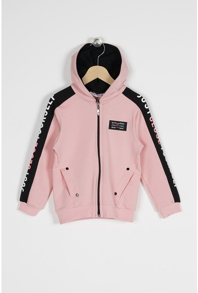 Zepkids Kız Çocuk Arma Kapüşonlu Fermuarlı Hırka 3-12 Yaş