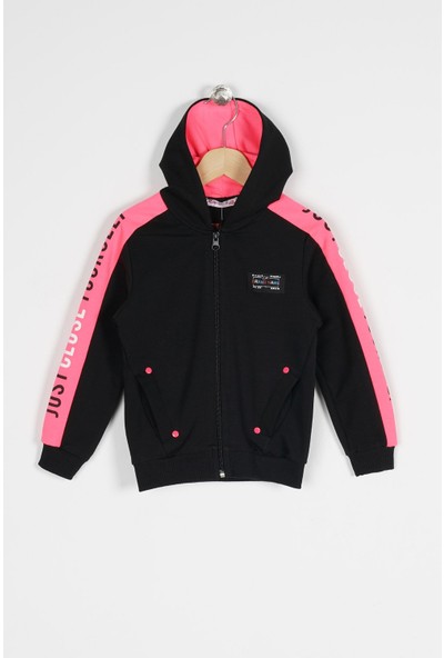 Zepkids Kız Çocuk Arma Kapüşonlu Fermuarlı Hırka 3-12 Yaş