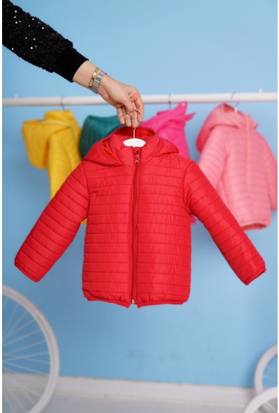 Zepkids Çocuk Mont Kapüşonlu 1-5 Yaş Krımızı