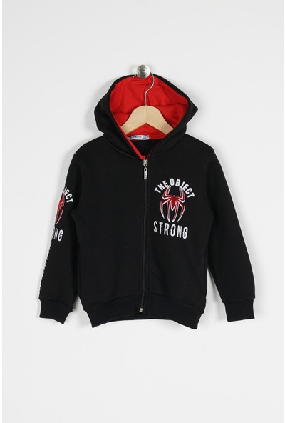Zepkids Erkek Çocuk Örümcek Baskı Fermuarlı Sweatshirt 3-7 Yaş