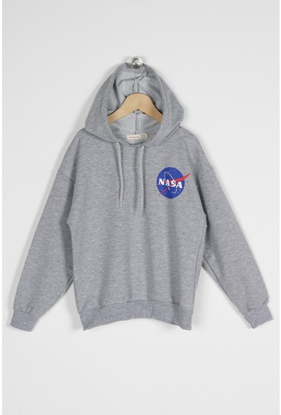 ZepkidsErkek Çocuk Nasa Baskılı Kapüşonlu Sweatshirt 9-12 Yaş