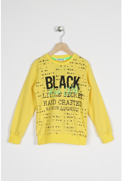 Zepkids Erkek Çocuk Black Made Baskılı Sweatshirt 8-12 Yaş