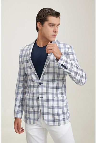 D'S Damat Twn Slim Fit Ekru Kumaş Ceket