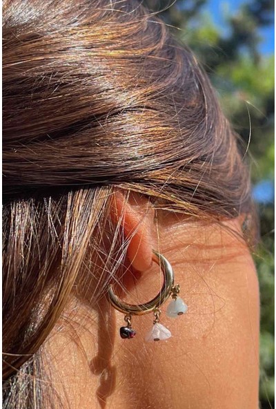 New Obsessions Sallanan Doğaltaşlar Halka Küpe