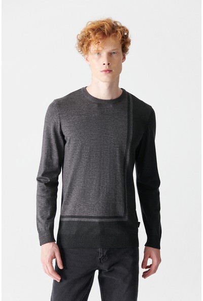 Avva Erkek Antrasit Bisiklet Yaka Parçalı Kazak A12Y5145 Avva Erkek Antrasit Bisiklet Yaka Parçalı Kazak A12Y5145