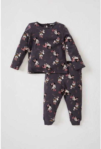DeFacto Kız Bebek Minnie Mouse Lisanslı Uzun Kollu Pamuklu Pijama Takımı V8105A221AU DeFacto Kız Bebek Minnie Mouse Lisanslı Uzun Kollu Pamuklu Pijama Takımı V8105A221AU