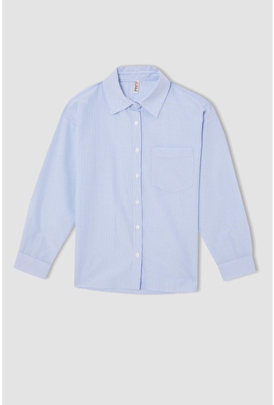 DeFacto Kız Çocuk Relax Fit Basic Uzun Kollu Poplin Gömlek W1111A621WN DeFacto Kız Çocuk Relax Fit Basic Uzun Kollu Poplin Gömlek W1111A621WN