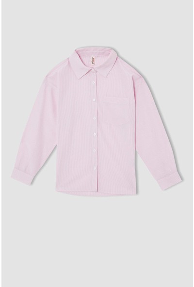 DeFacto Kız Çocuk Relax Fit Basic Uzun Kollu Poplin Gömlek W1111A621WN DeFacto Kız Çocuk Relax Fit Basic Uzun Kollu Poplin Gömlek W1111A621WN