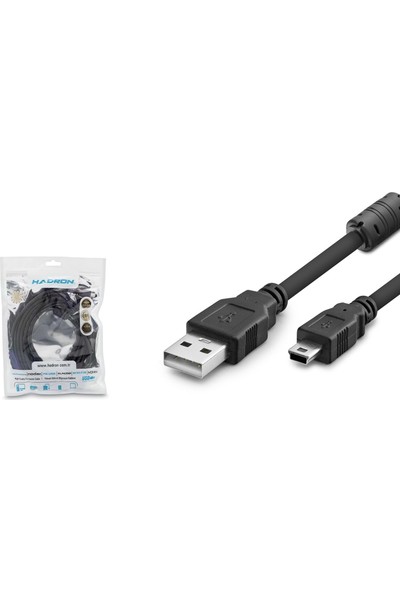 Hadron HDX7520 Kablo USB To Mini USB 5 m Siyah