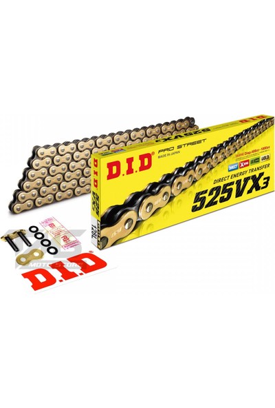 Dıd 525VX3-124L X-Rıngli Gold Zincir