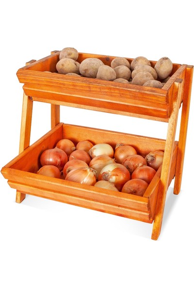 Dekoratif 2 Katlı Ahşap Sebzelik ve Çok Amaçlı Raf Mutfak Organizer Dekoratif 2 Katlı Ahşap Sebzelik ve Çok Amaçlı Raf Mutfak Organizer